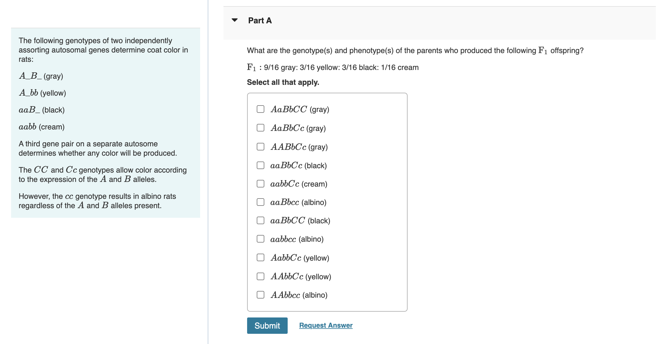 Solved The following genotypes of two independently | Chegg.com