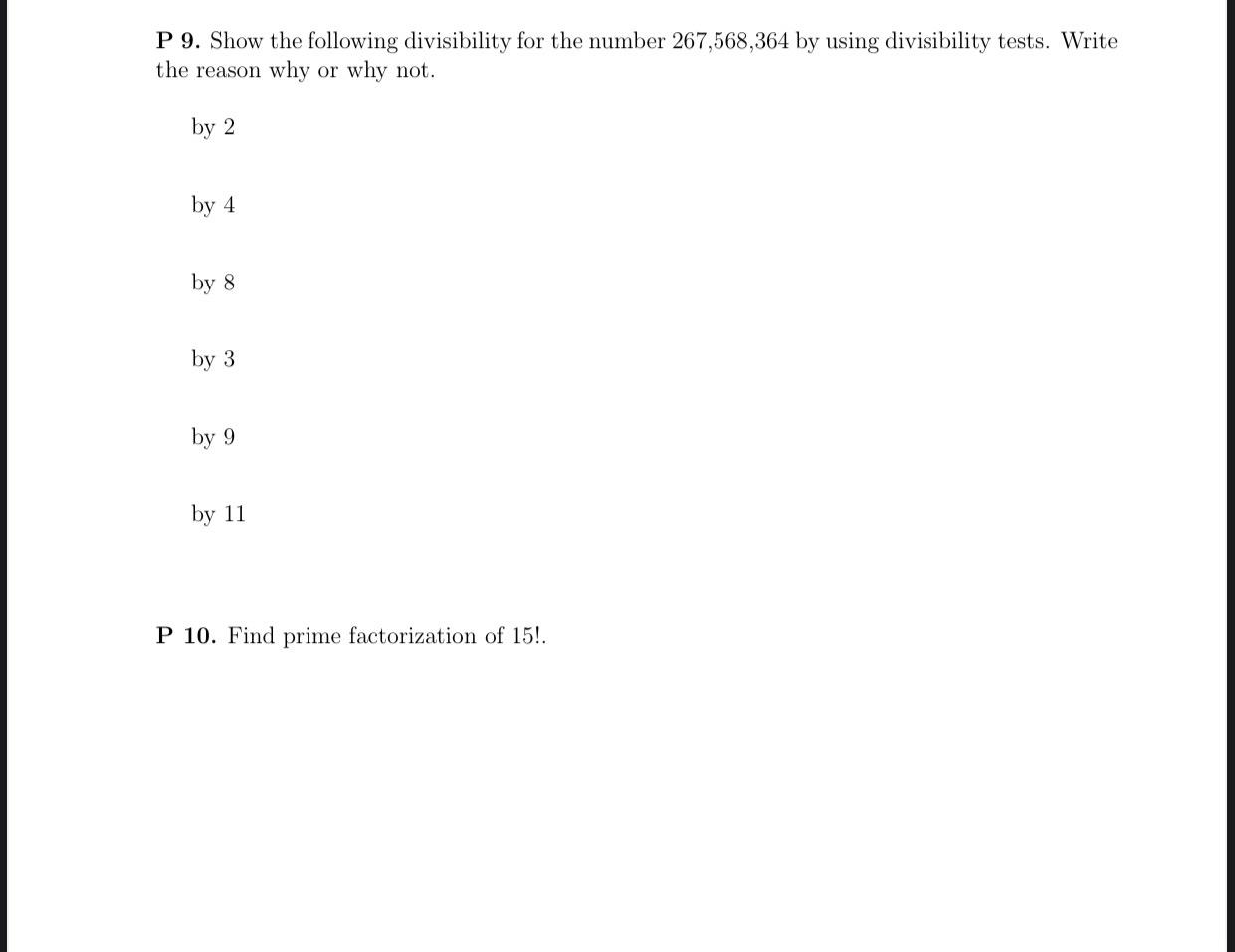 Solved P 9. Show the following divisibility for the number | Chegg.com