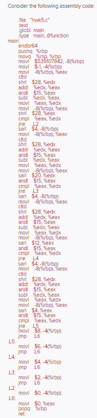Solved Consider the following assembly code: jne file | Chegg.com