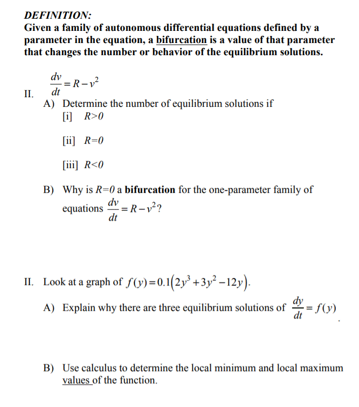 Solved DEFINITION: Given a family of autonomous differential | Chegg.com