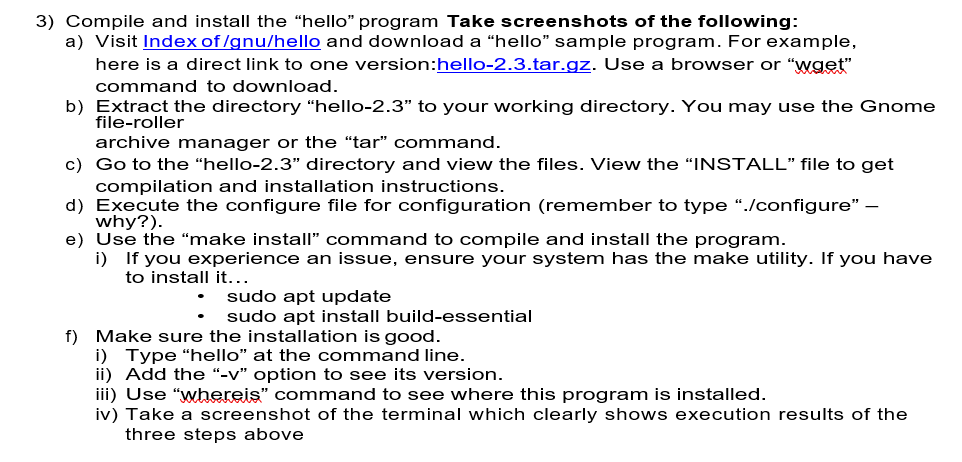Solved jwash110@Ubuntu: /hello-2.3\$ make install Making | Chegg.com