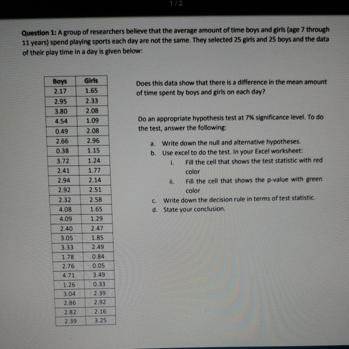 Solved I m Not Sure What T test Function To Use In Excel For Chegg Solved I m Not Sure What T test Function To Use In Excel For Chegg