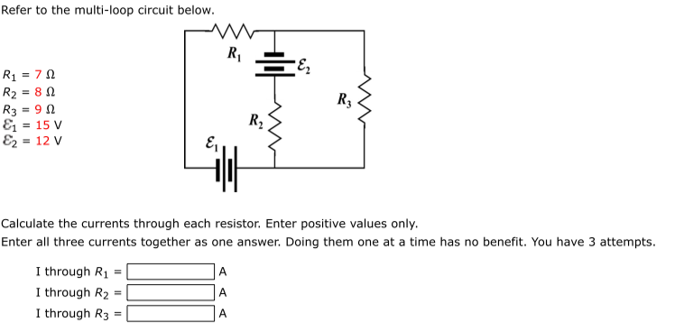 Solved Refer to the multi-loop circuit below. R1 = 712 R2 = | Chegg.com