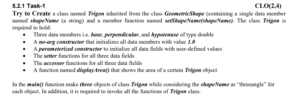 Solved 5.2.1 Task-1 CLO(2,4) Try to Create a class named | Chegg.com
