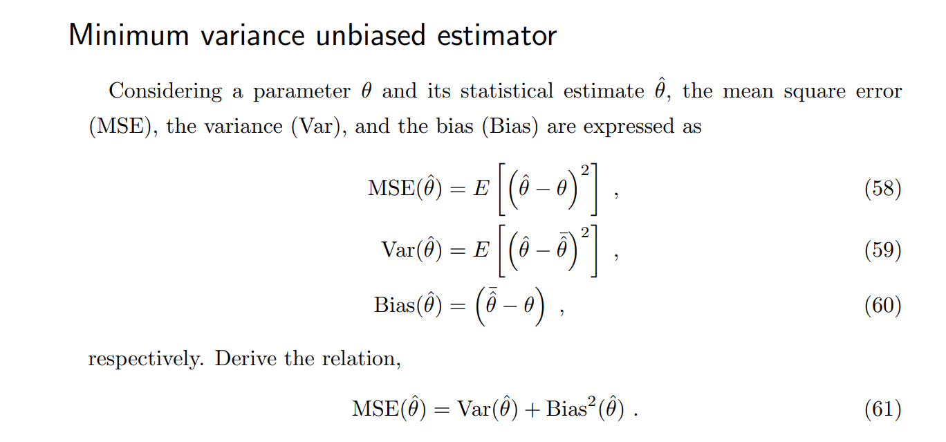 Solved Minimum variance unbiased estimator Considering a | Chegg.com
