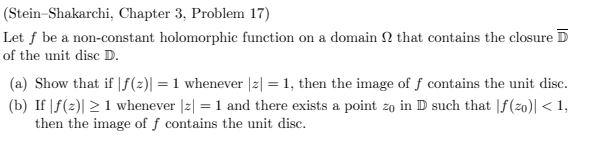 Solved (Stein-Shakarchi, Chapter 3, Problem 17) Let f be a | Chegg.com