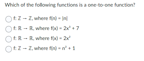 Solved Which of the following functions is a one-to-one | Chegg.com