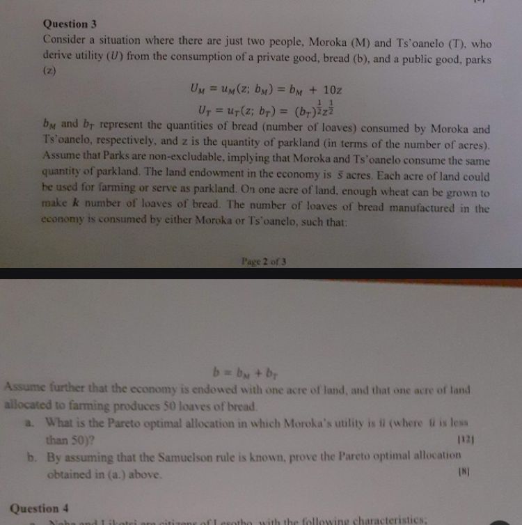 Question 3 Consider a situation where there are just | Chegg.com