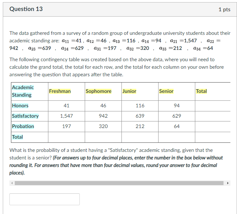 Solved Question 13 1 pts The data gathered from a survey of | Chegg.com