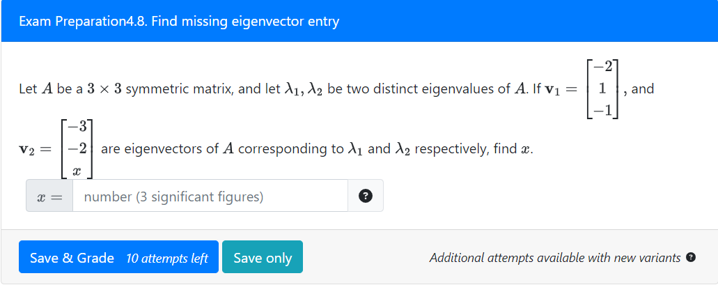 Solved Let A be a 3×3 symmetric matrix, and let λ1,λ2 be two | Chegg.com
