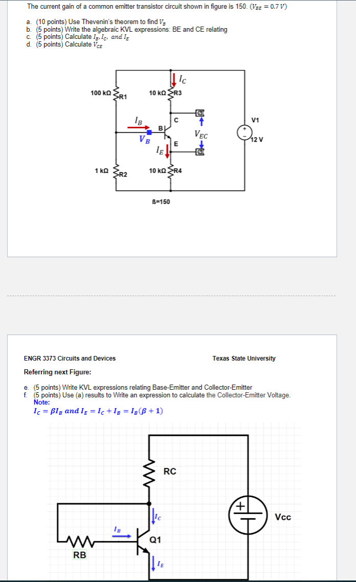 Solved The current gain of a common emitter transistor | Chegg.com