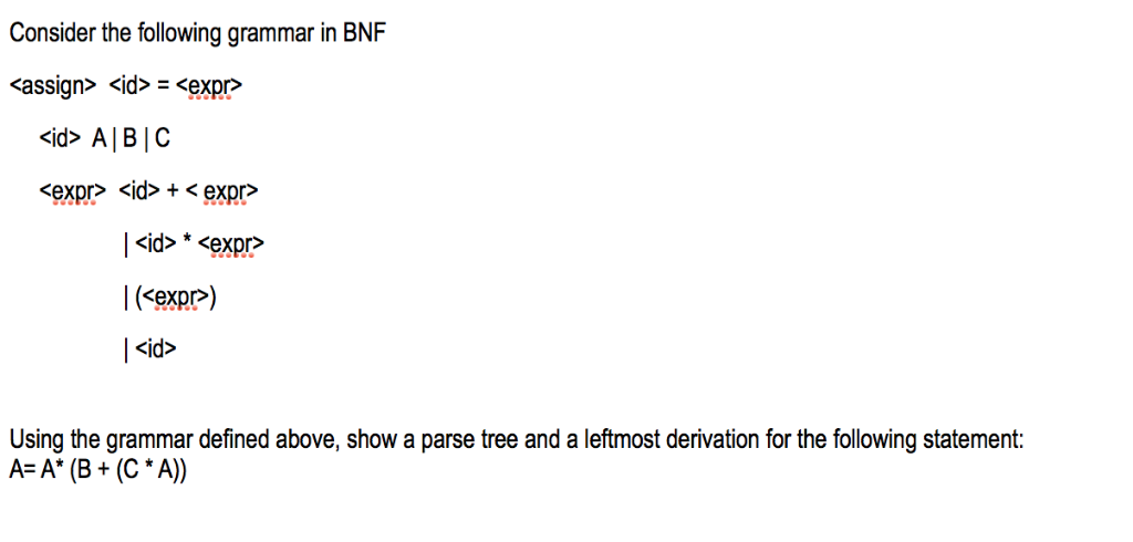 Solved Using the grammar defined above, show a parse tree | Chegg.com