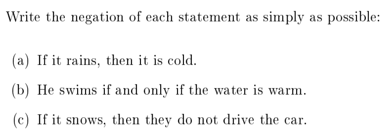 Solved Write the negation of each statement as simply as | Chegg.com