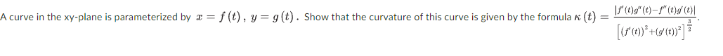 Solved f' (t)g" (t)-f" (t)g (t)| A curve in the xy-plane is | Chegg.com