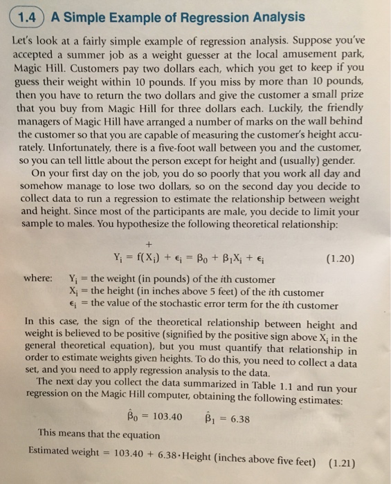 Solved 1.4) A Simple Example of Regression Analysis s look | Chegg.com