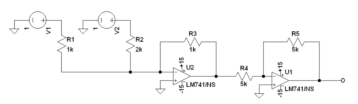 Solved R3 R5 R2 R1 1k 2k 1k 5k U2 R4 01 6 LM741/NS 5k LO | Chegg.com