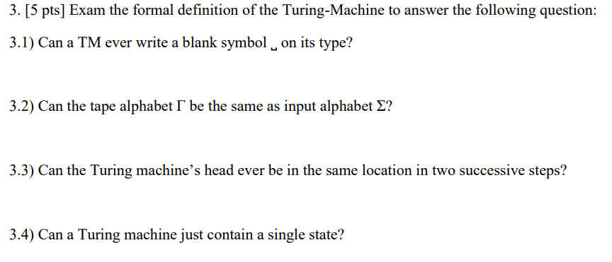 Solved 3. [5 pts] Exam the formal definition of the | Chegg.com