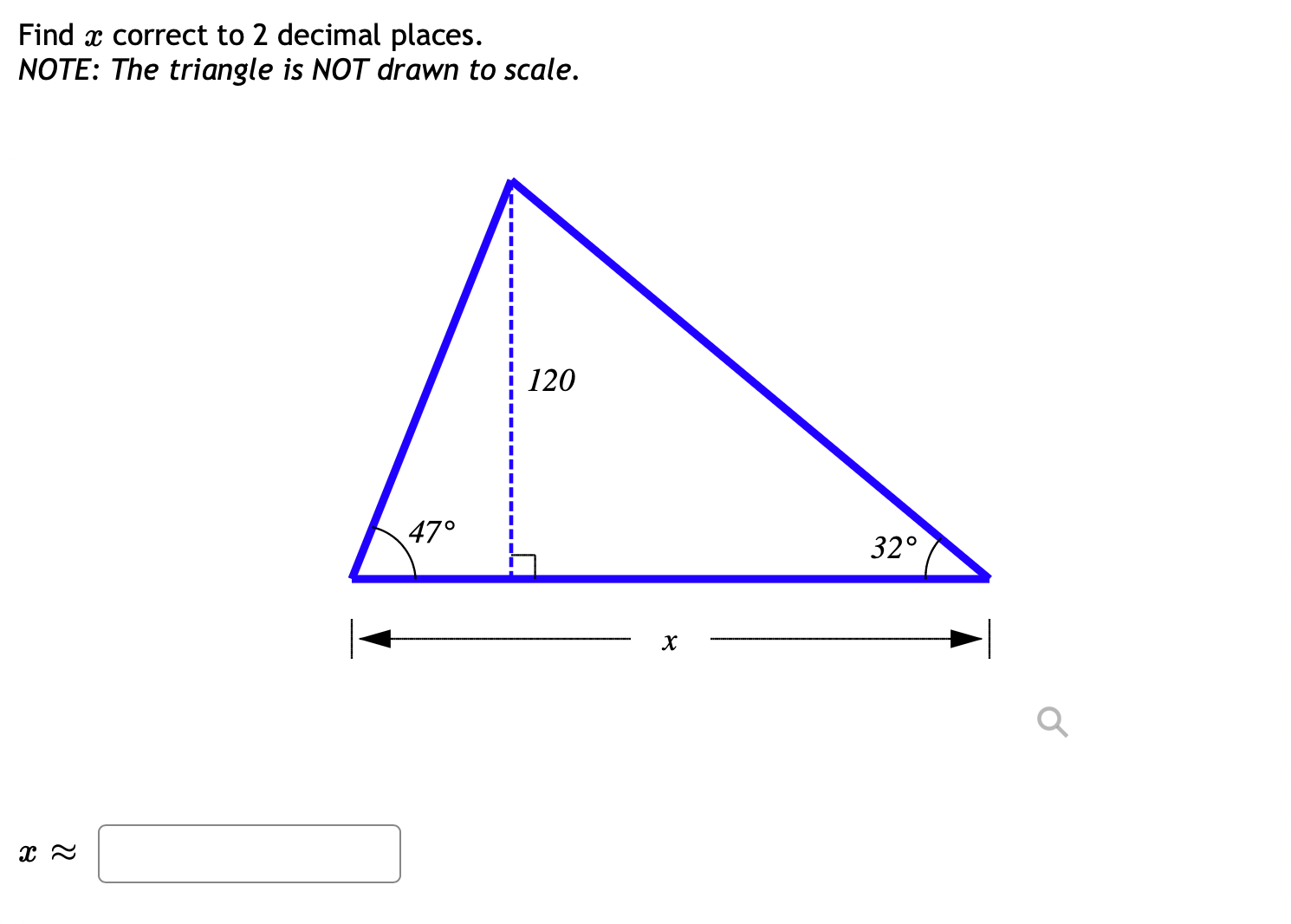 Solved Find x correct to 2 decimal places. NOTE: The | Chegg.com