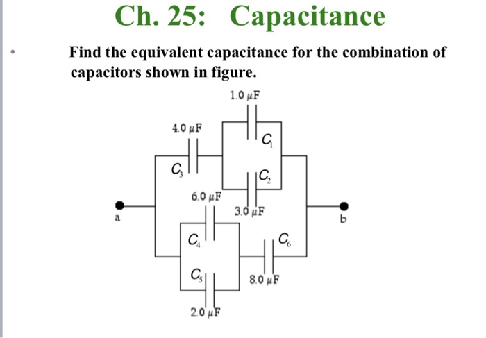 Solved Ch. 25: Capacitance Find the equivalent capacitance | Chegg.com