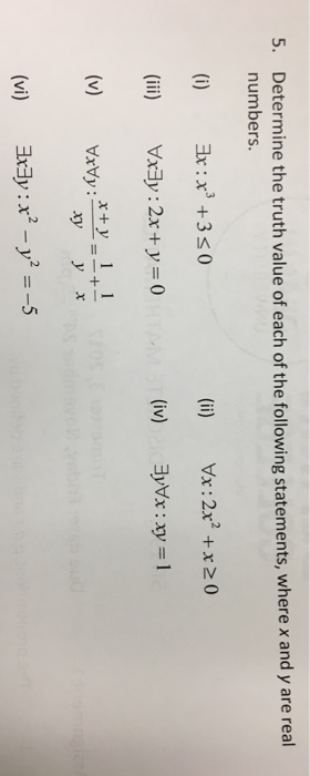 Solved 5 Determine The Truth Value Of Each Of The Following
