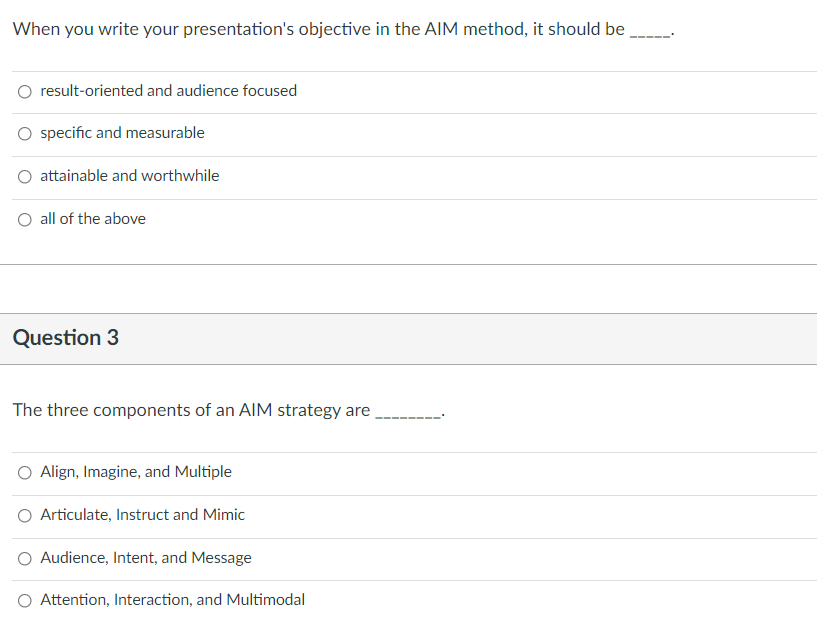 Solved When you write your presentation's objective in the | Chegg.com