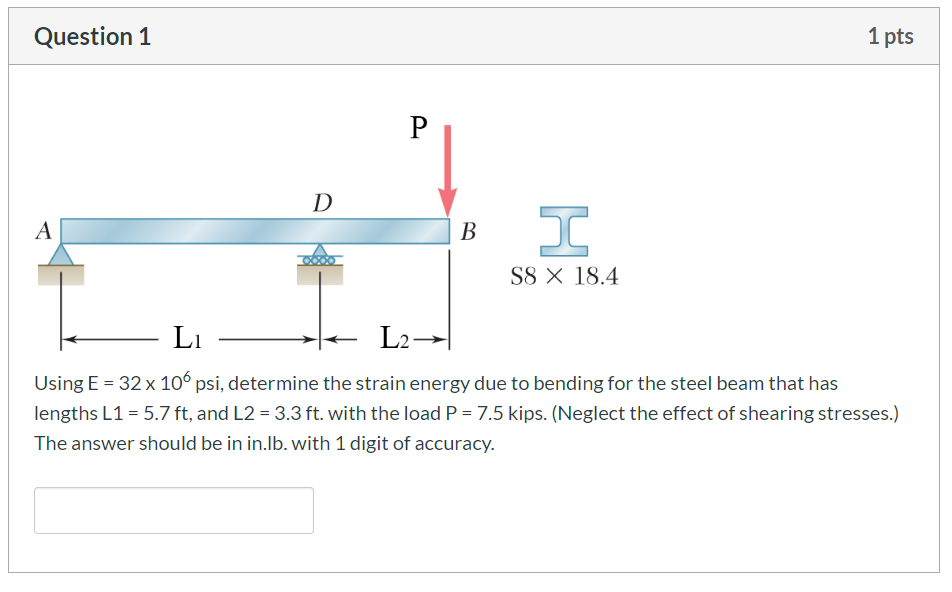 Solved 1 pts Question 1 P I A B S8 X 18.4 L2 L1 Using E 32 x | Chegg.com