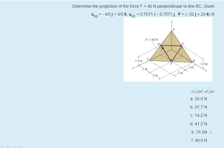 Solved Determine the projection of the force F = 40 N | Chegg.com
