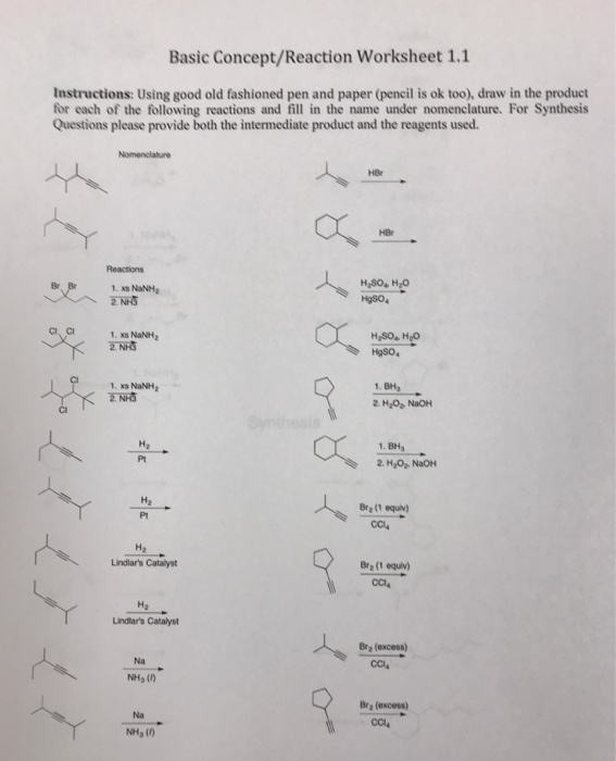 Solved Basic Concept/Reaction Worksheet 1.1 Instructions: | Chegg.com