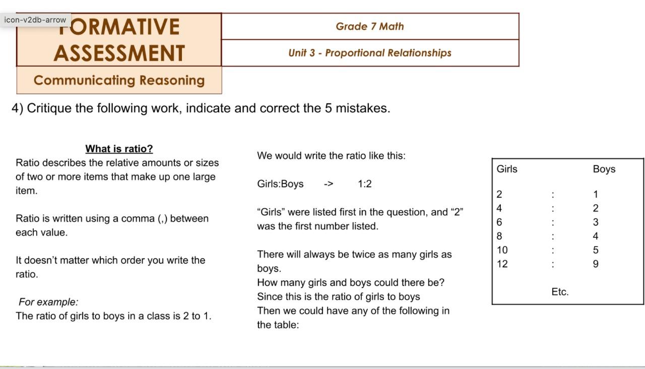 Solved Grade 7 Math FORMATIVE ASSESSMENT Unit 3 - | Chegg.com