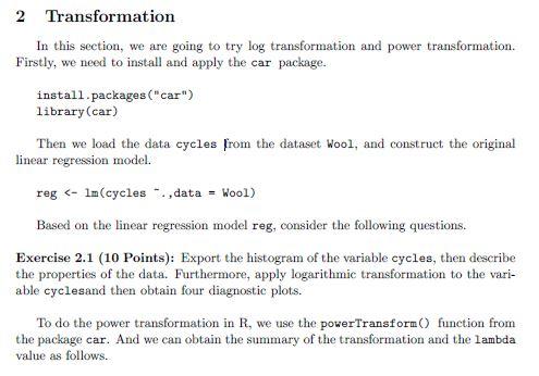 Solved 2 Transformation In this section, we are going to try | Chegg.com