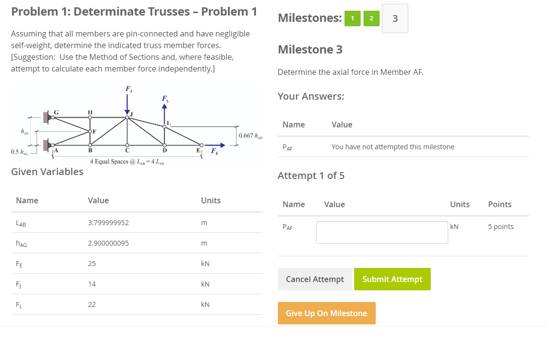 Solved Problem 1: Determinate Trusses - Problem 1 | Chegg.com