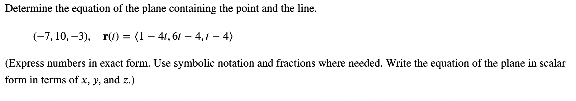 Solved Determine The Equation Of The Plane Containing The