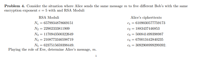 Problem 4. Consider the situation where Alice sends | Chegg.com