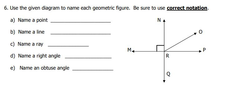 Solved 6. Use the given diagram to name each geometric | Chegg.com