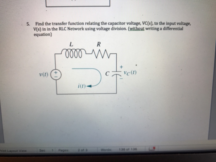 Solved Find the transfer function relating the capacitor | Chegg.com