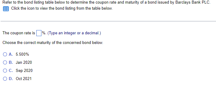 Solved Refer to the bond listing table below to determine | Chegg.com