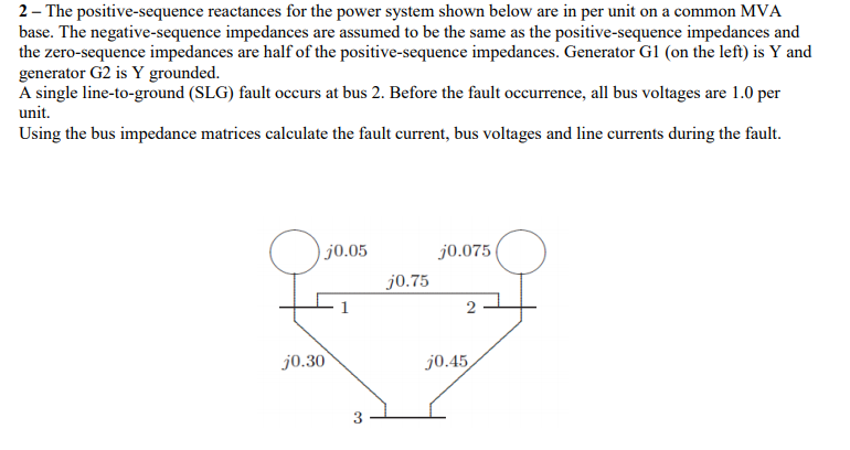 Solved 2 - The positive-sequence reactances for the power | Chegg.com