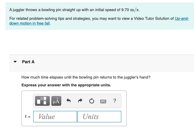 Solved A juggler throws a bowling pin straight up with an | Chegg.com