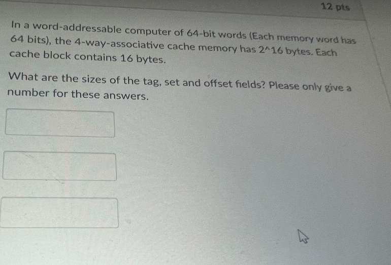Solved 12 pts In a word-addressable computer of 64-bit words | Chegg.com