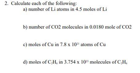 Solved 2. Calculate each of the following: a) number of Li | Chegg.com
