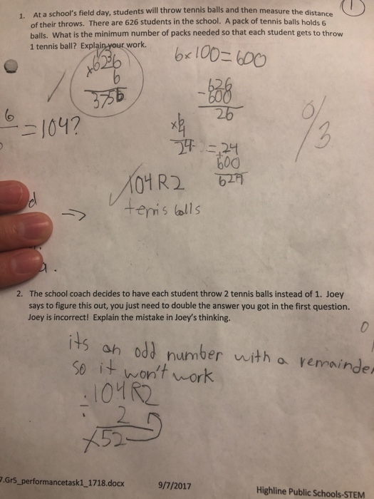 Solved 5th Grade Performance Task #1 sh gini 3. One activity | Chegg.com