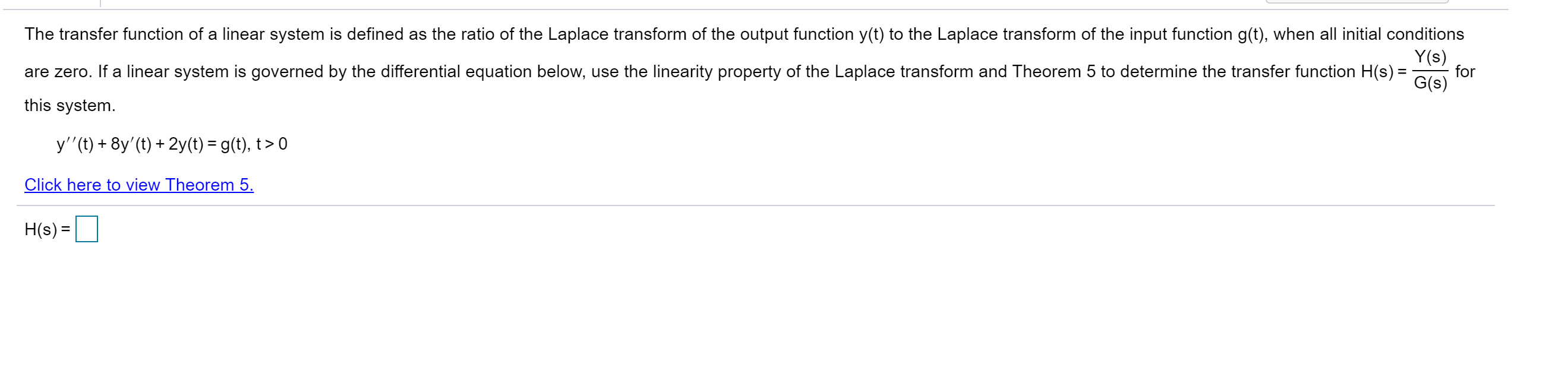 Solved The transfer function of a linear system is defined | Chegg.com