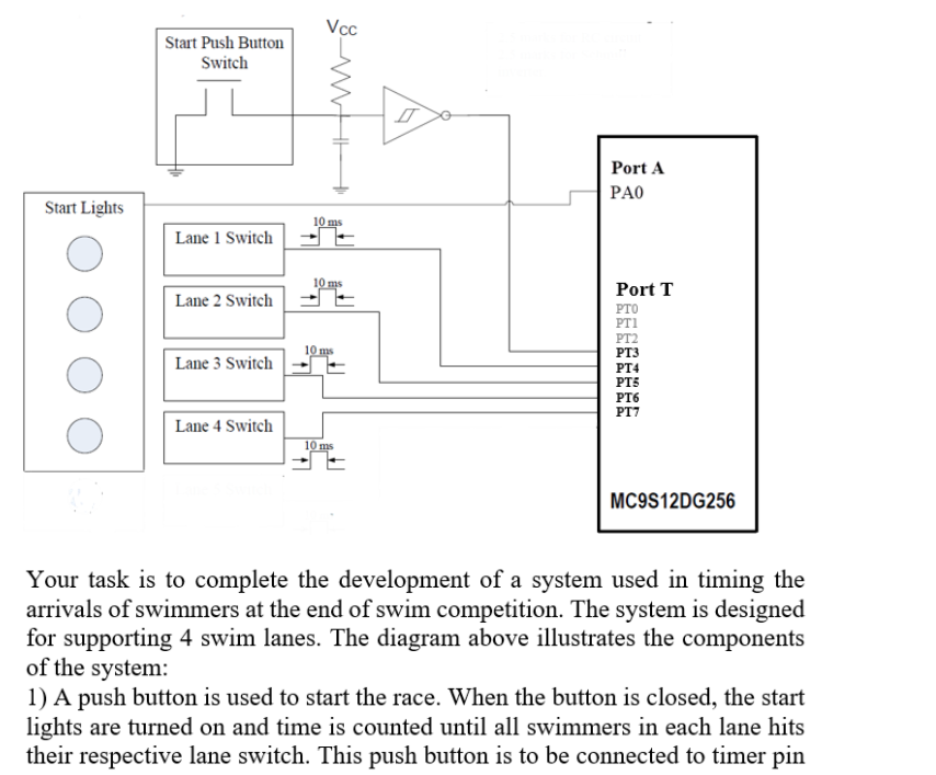Vcc Start Push Button Switch WHE Port A РА0 Start | Chegg.com