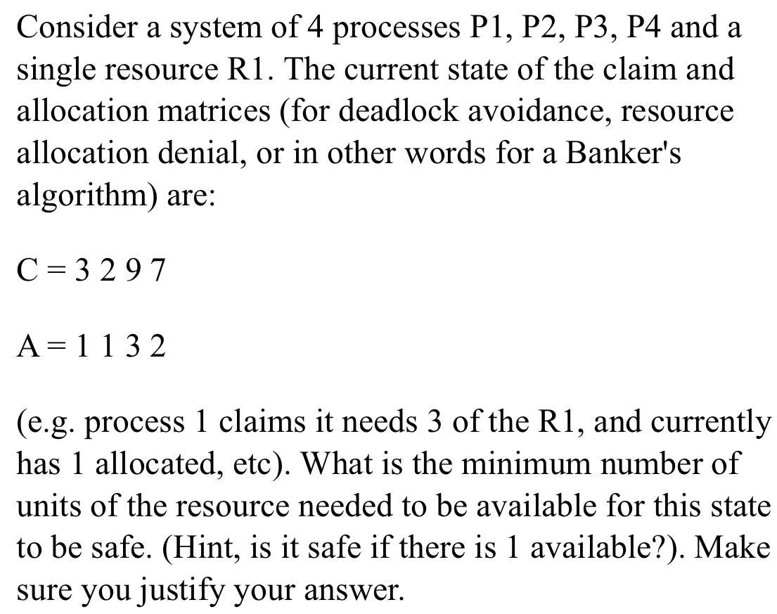 Solved Consider a system of 4 processes P1, P2, P3, P4 and a | Chegg.com