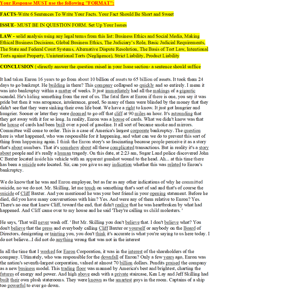 Solved Your Response MUST use the following "FORMAT": | Chegg.com