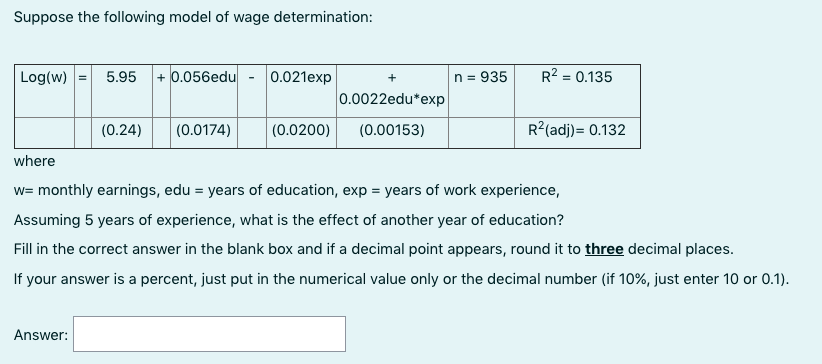 Solved Suppose the following model of wage determination: | Chegg.com