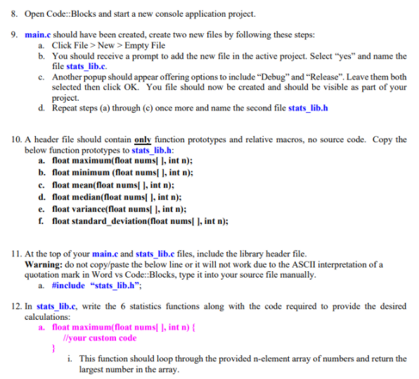 Solved 8. Open Code::Blocks and start a new console | Chegg.com