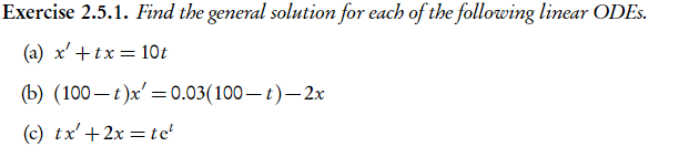 Solved Exercise 2.5.1. Find the general solution for each of | Chegg.com