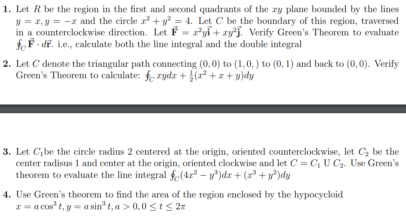Solved I am doing these problems with greens theorem for | Chegg.com