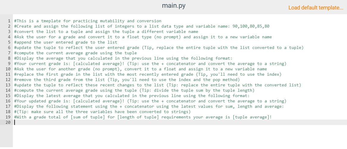 Solved main.py Load default template... 1 #This is a | Chegg.com